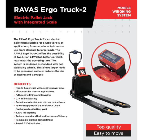 RAVAS Ergo Truck Pallet Jack Scale New England